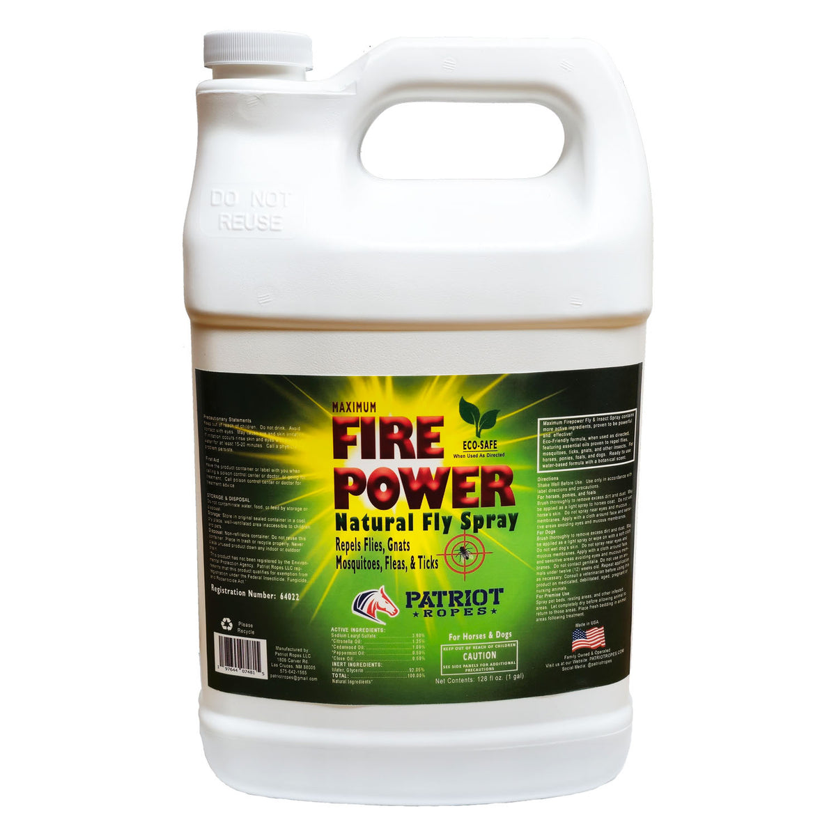 Maximum Firepower Natural Fly & Insect Repellent 1 Gallon – Patriot ...