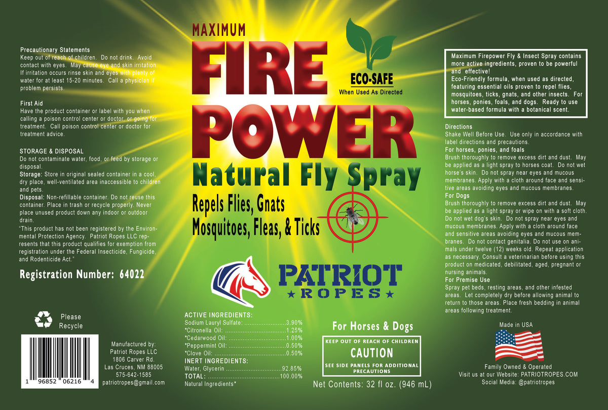 Maximum Firepower Natural Fly Spray & Insect Repellent 32 oz – Patriot ...